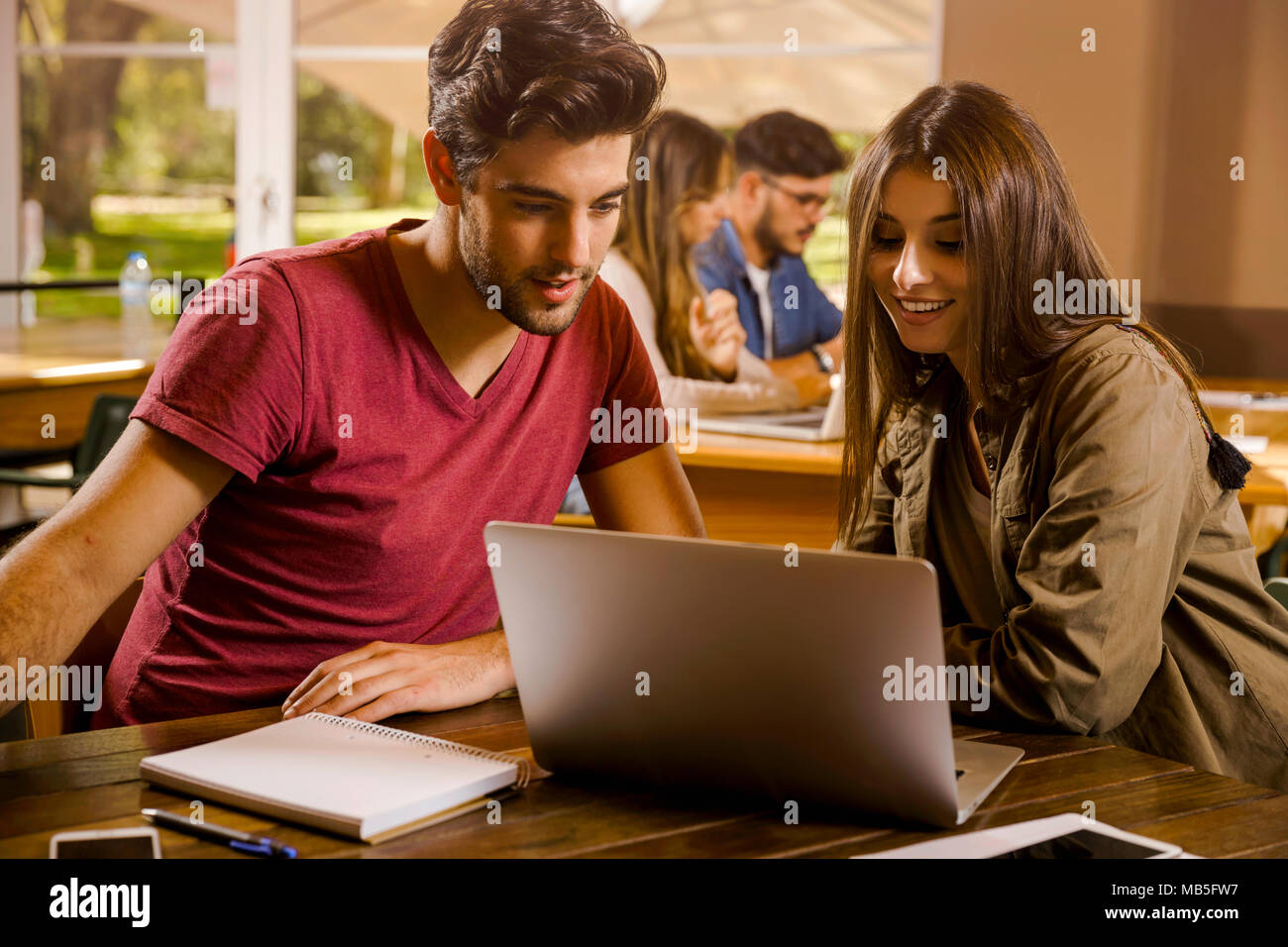 Studying working together for the final exams Stock Photo - Alamy