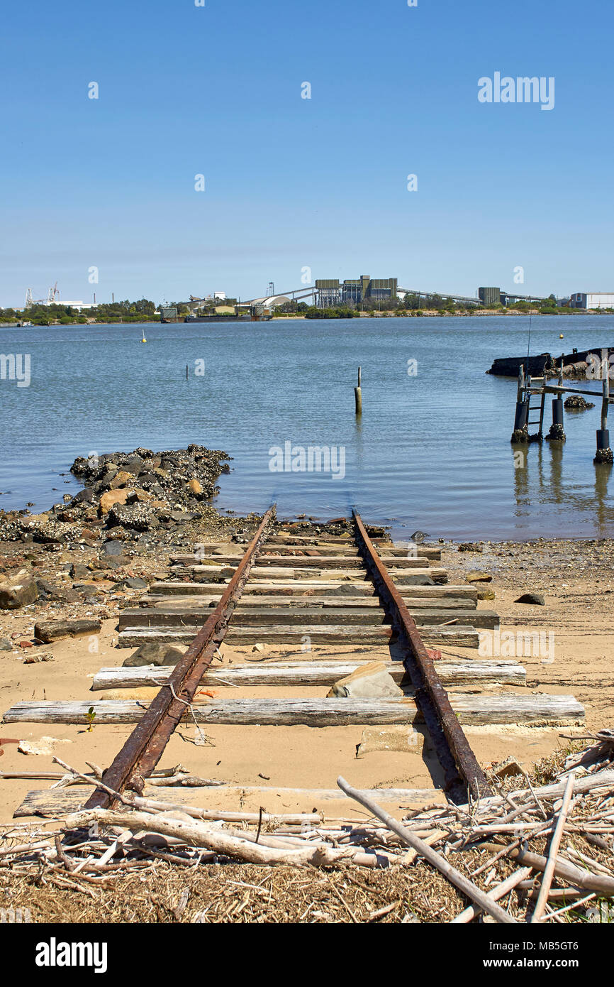 image of old boat lauching and fishing facilities in stockton nsw ...