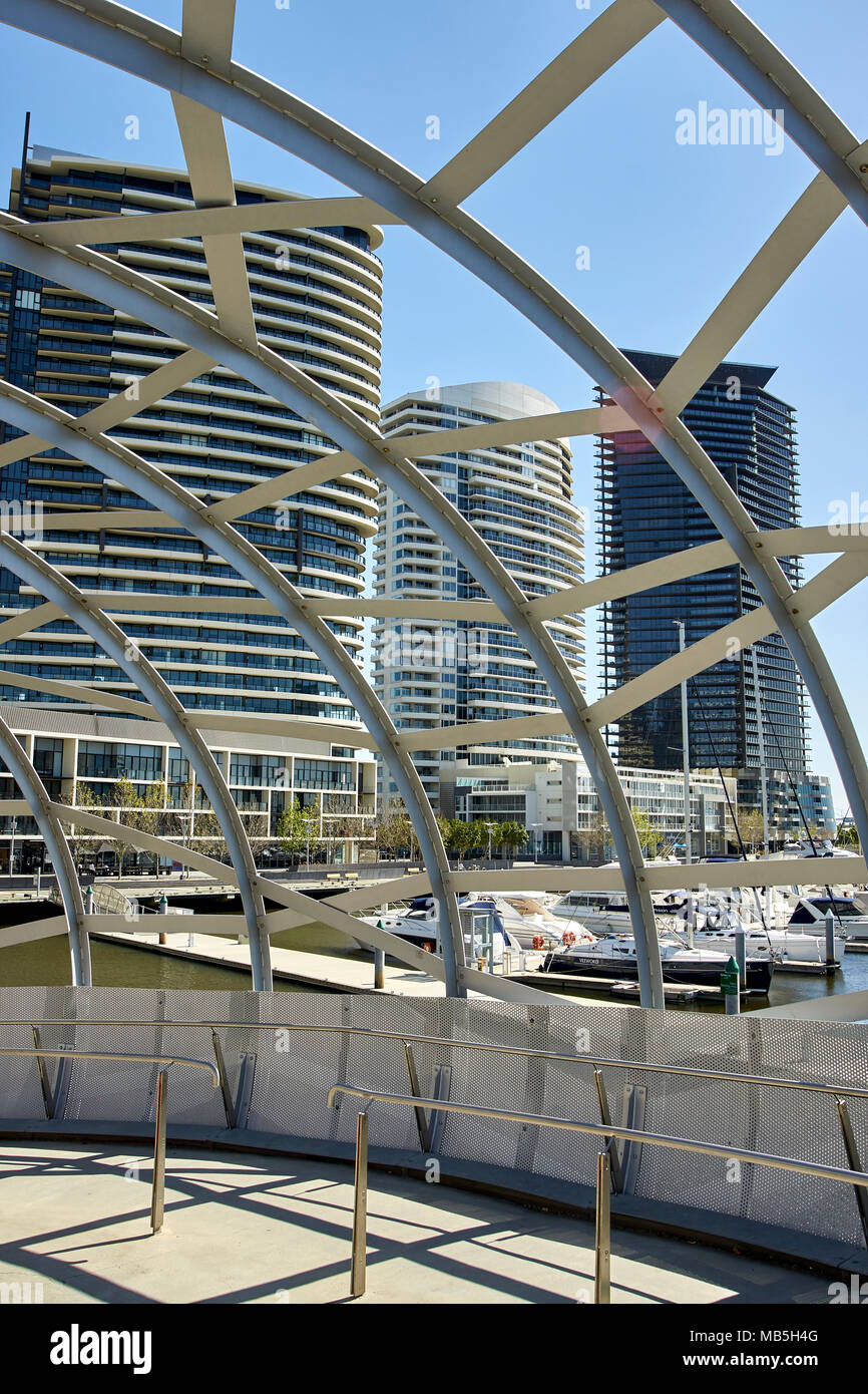webb bridge, a pedestrian/cycle bridge over the yarra in docklands area ...