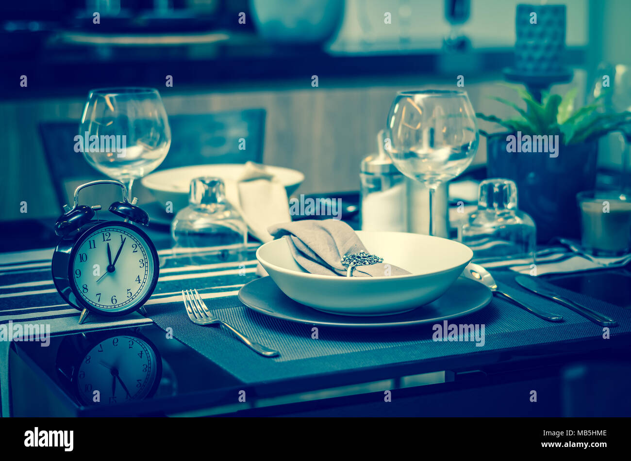 restaurant set with vintage clock at lunch time at Luxury Interior ...