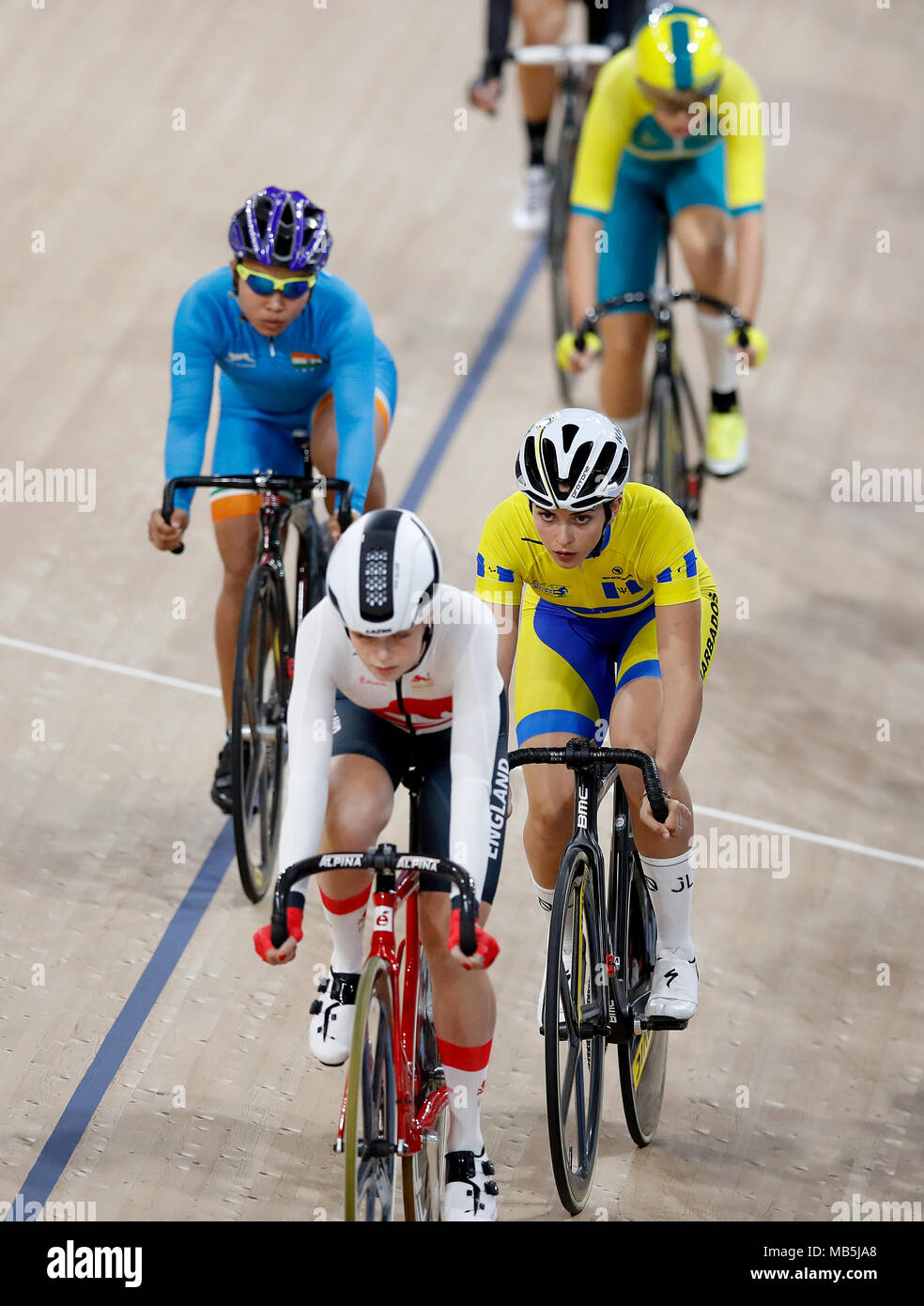 Barbados' Amber Joseph (third left) in the Women's 25km Points Race ...