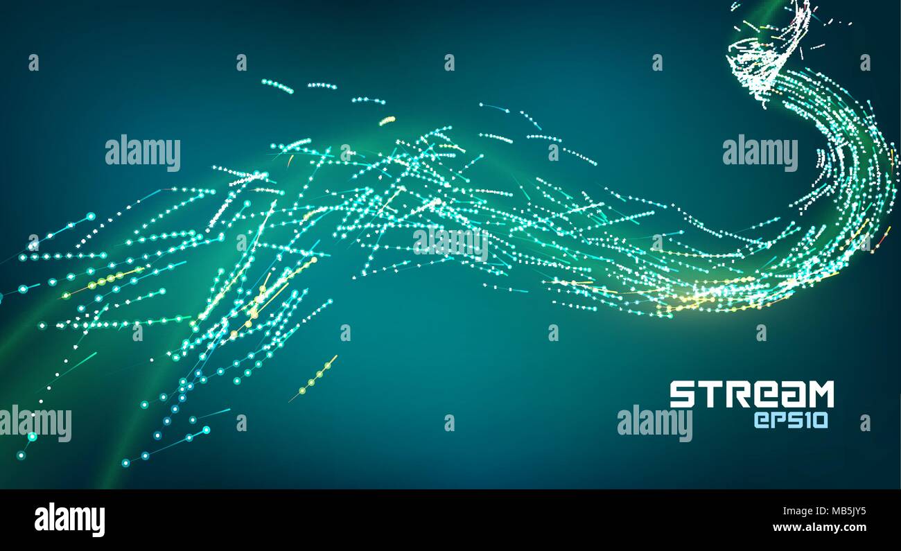 Particle motion flow trails. futuristic data stream. Energy sparkle digital effect Stock Vector ...