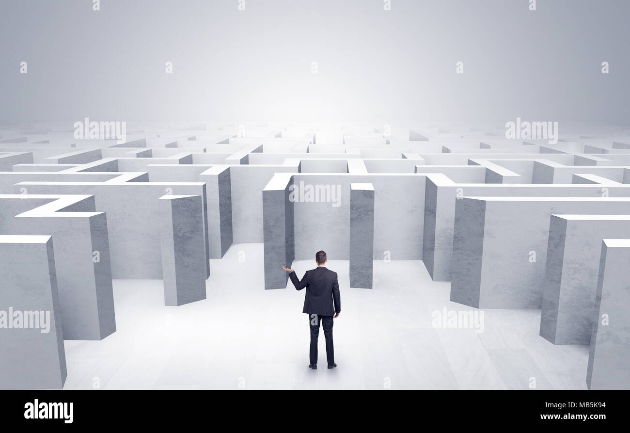 Businessman choosing between entrances in a middle of a maze Stock ...
