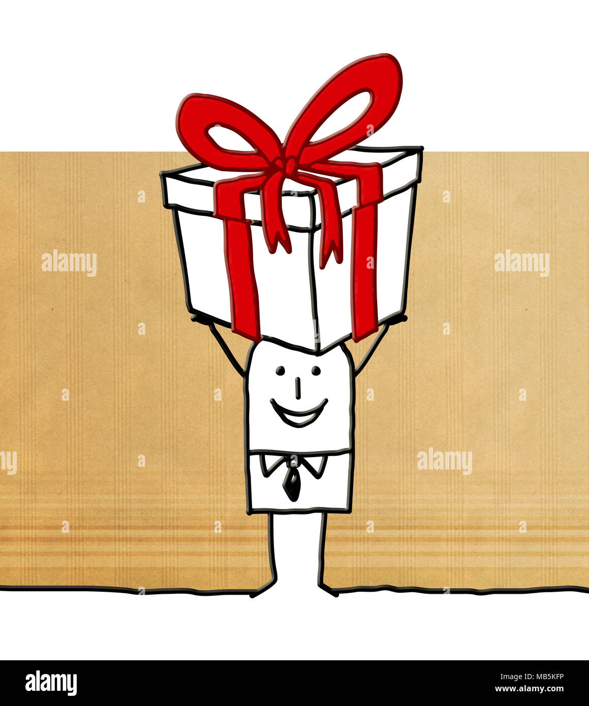 Cartoon man with a big gift Stock Photo - Alamy