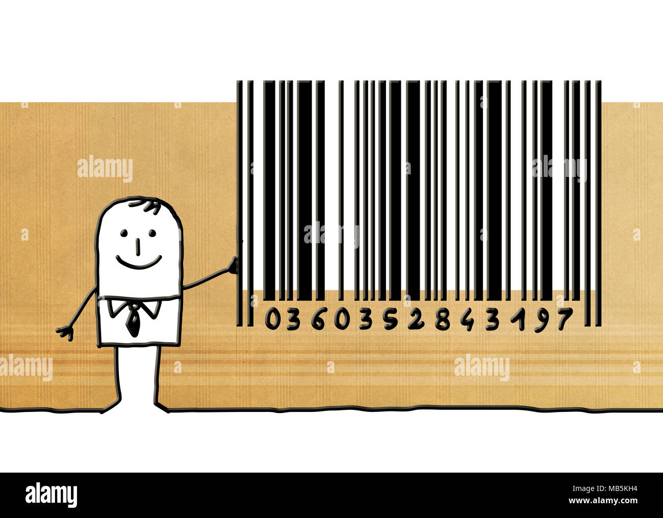 Cartoon businessman with bar code Stock Photo - Alamy