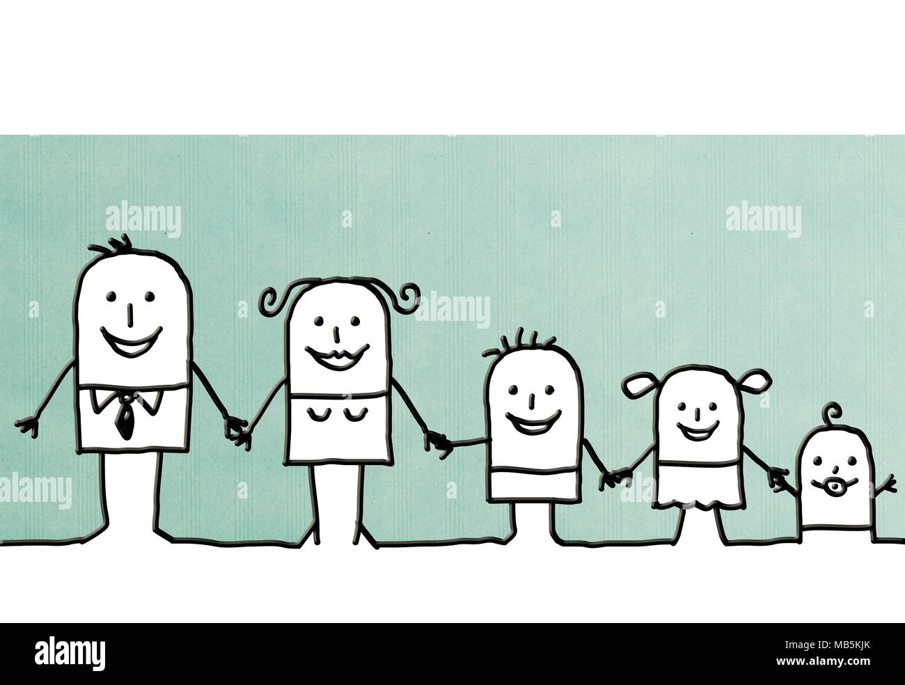 Cartoon smiling happy family Stock Photo - Alamy