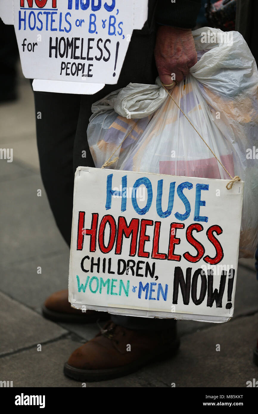 People take part in an anti-homelessness demonstration in Dublin's city ...