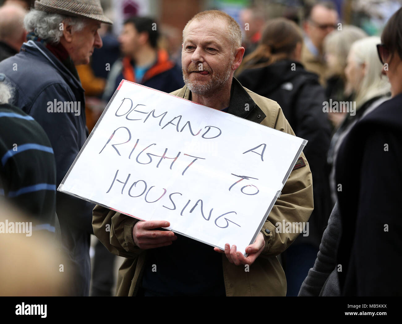People take part in an anti-homelessness demonstration in Dublin's city ...