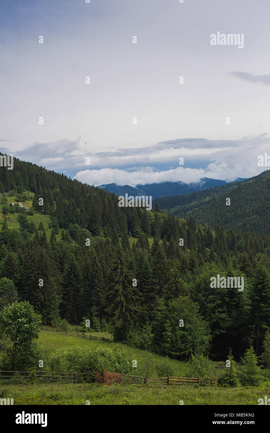 Beautiful cloudy mountain landscape. Vertical color photography Stock ...