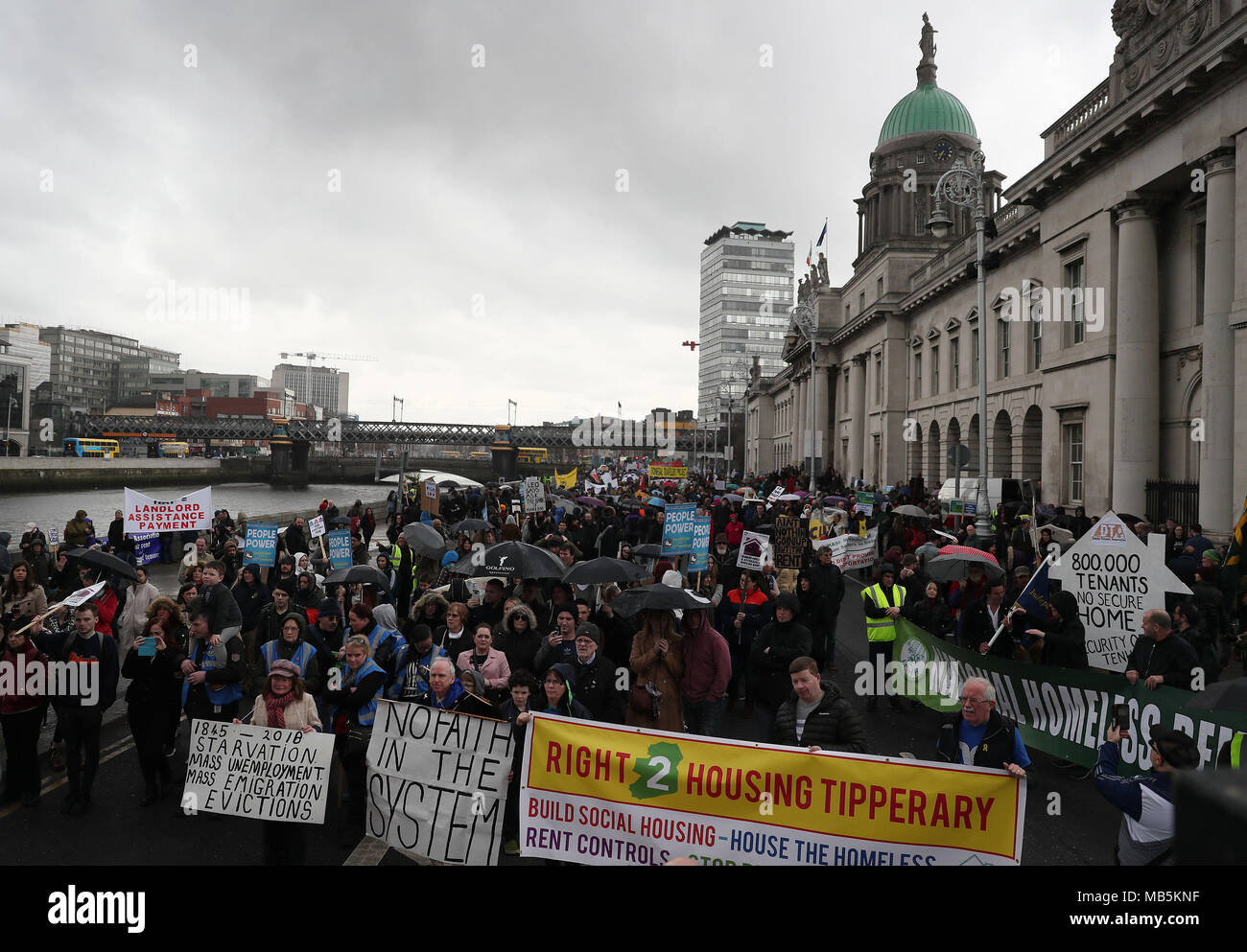 People take part in an anti-homelessness demonstration at the Custom's ...