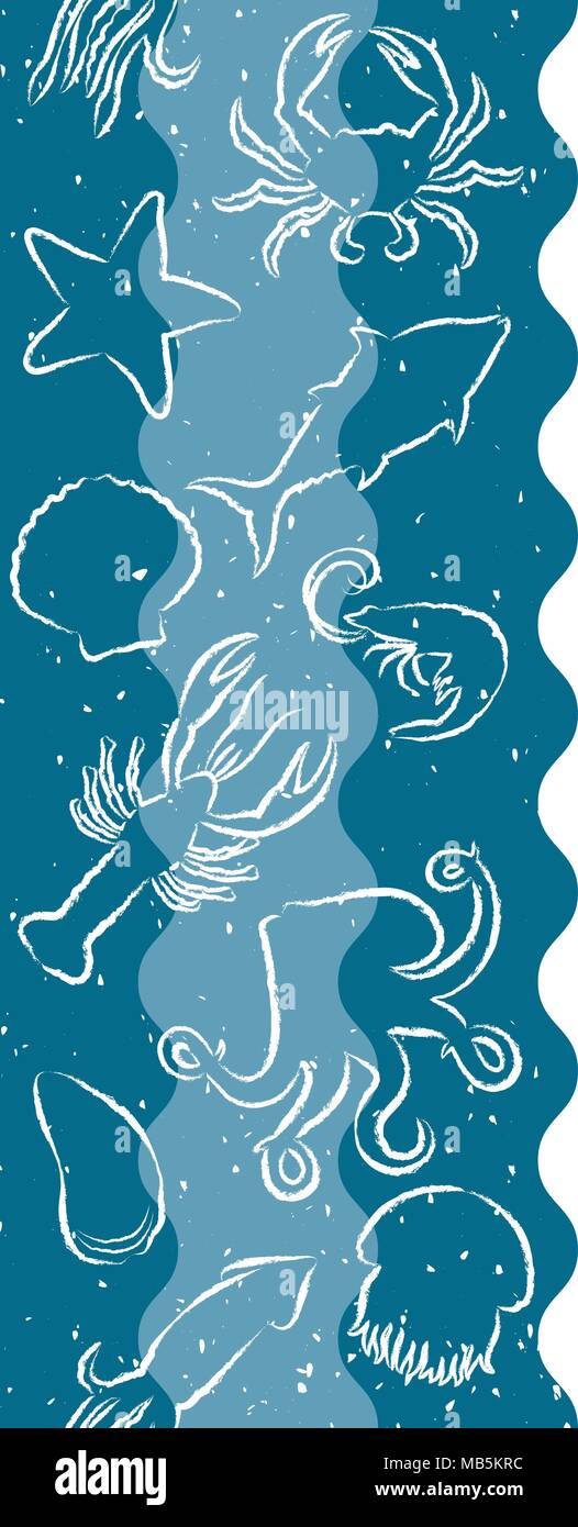 Vertical repeating pattern with seafood products. Seafood seamless ...