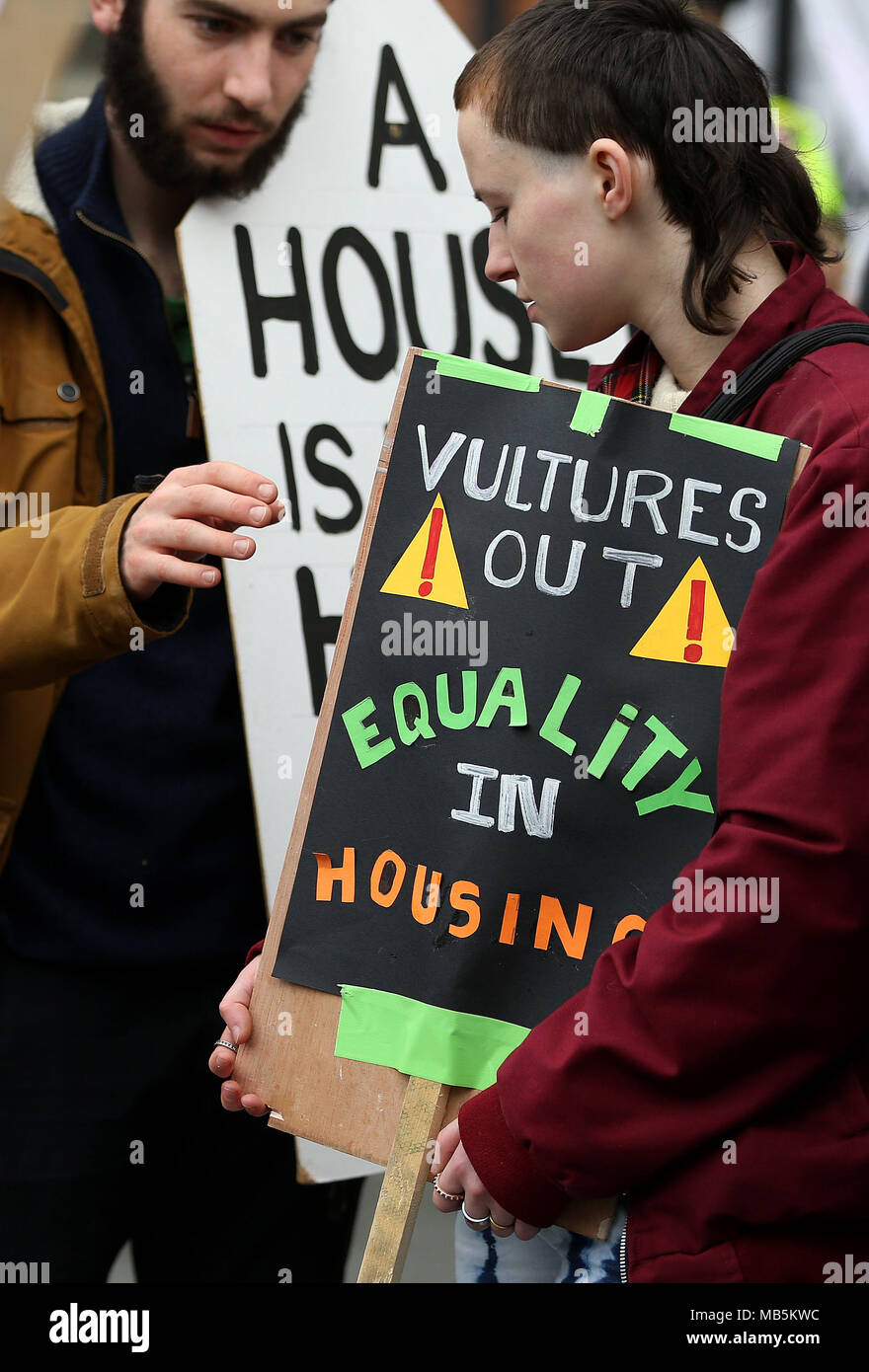 People take part in an anti-homelessness demonstration in Dublin's city ...