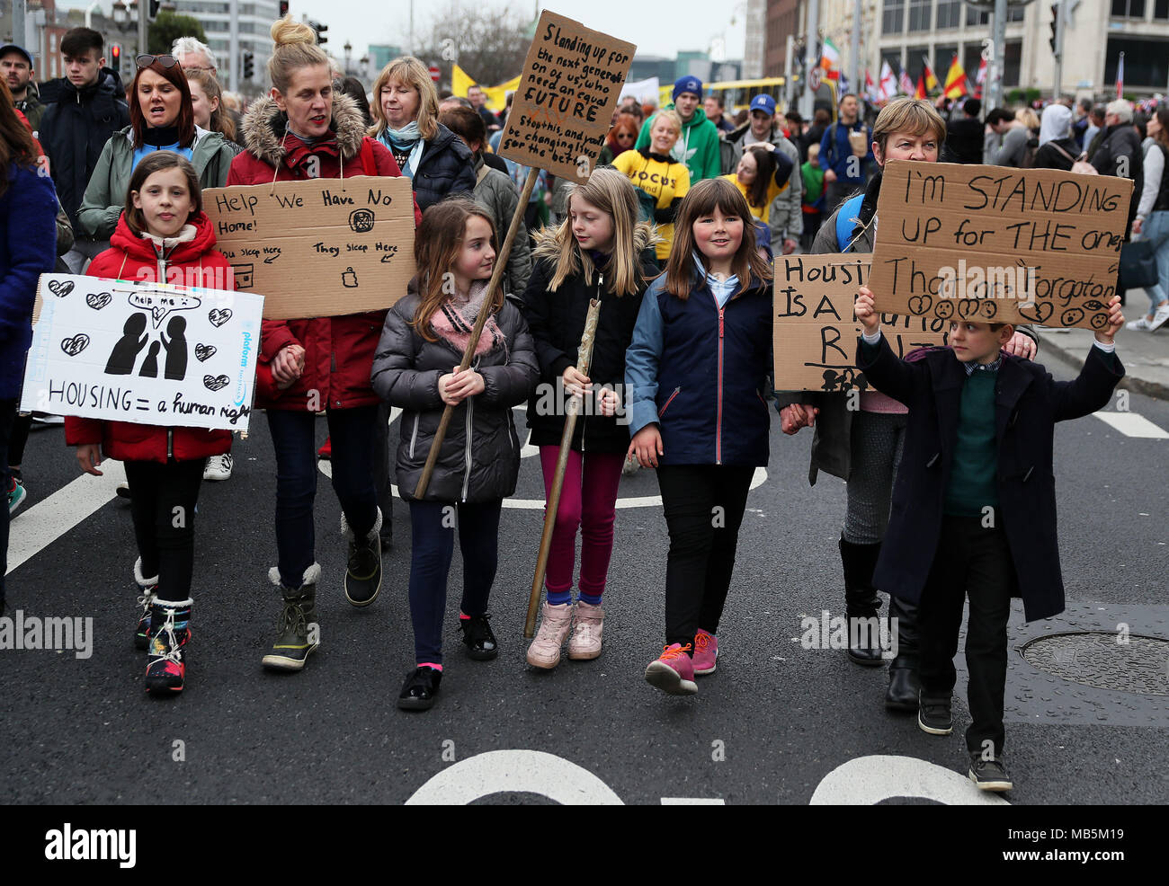 People take part in an anti-homelessness demonstration in Dublin's city ...