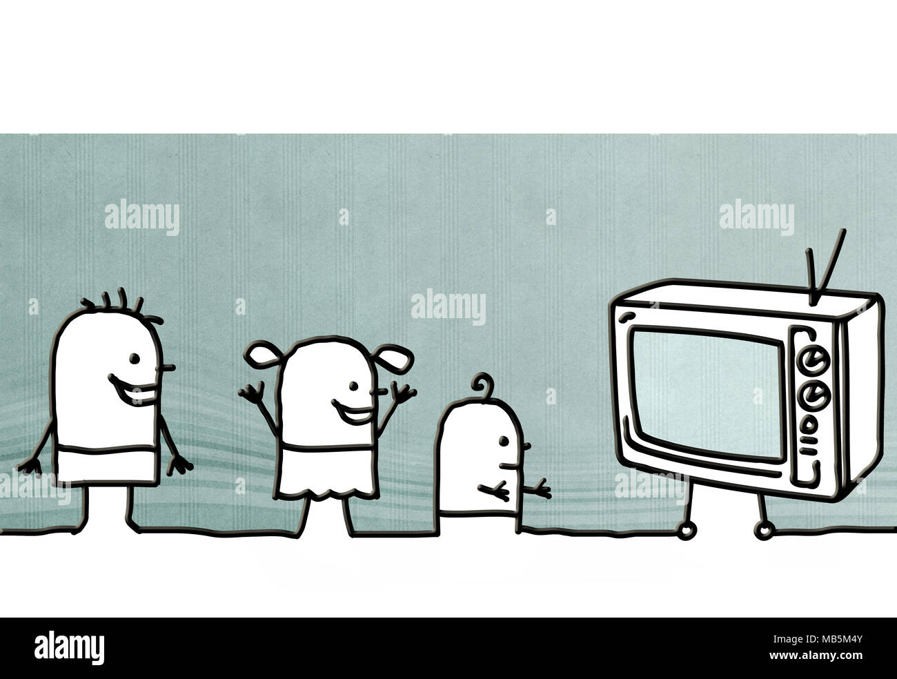 Cartoon kids watching TV Stock Photo - Alamy