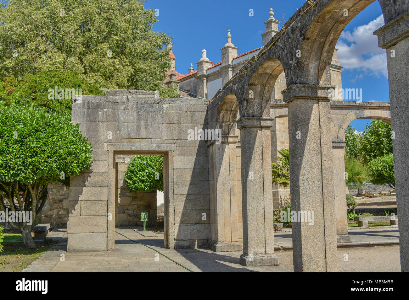 Old Medieval garden with ruins and stone arcades Stock Photo - Alamy