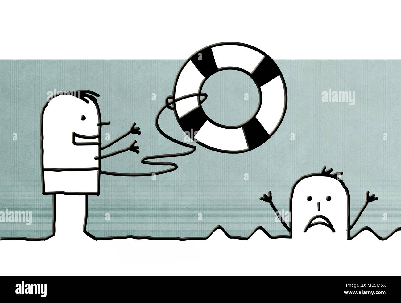 Cartoon people and rescue Stock Photo - Alamy