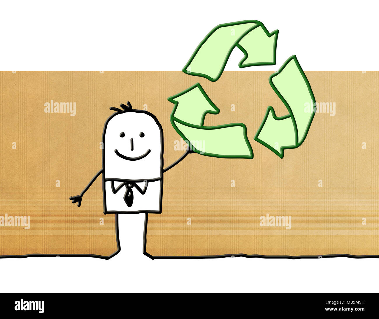 Cartoon businessman with recycling sign Stock Photo - Alamy