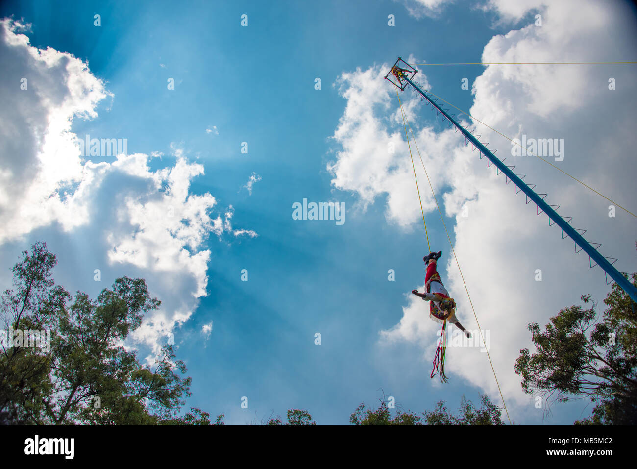 Otomi people perform the traditional Dance of the Flyers. An ancient ...