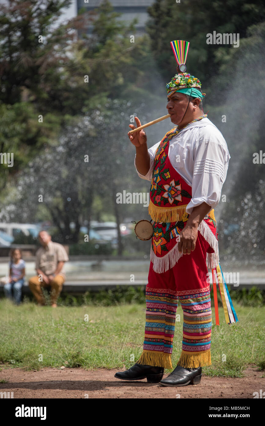 Otomi people perform the traditional Dance of the Flyers. An ancient ...