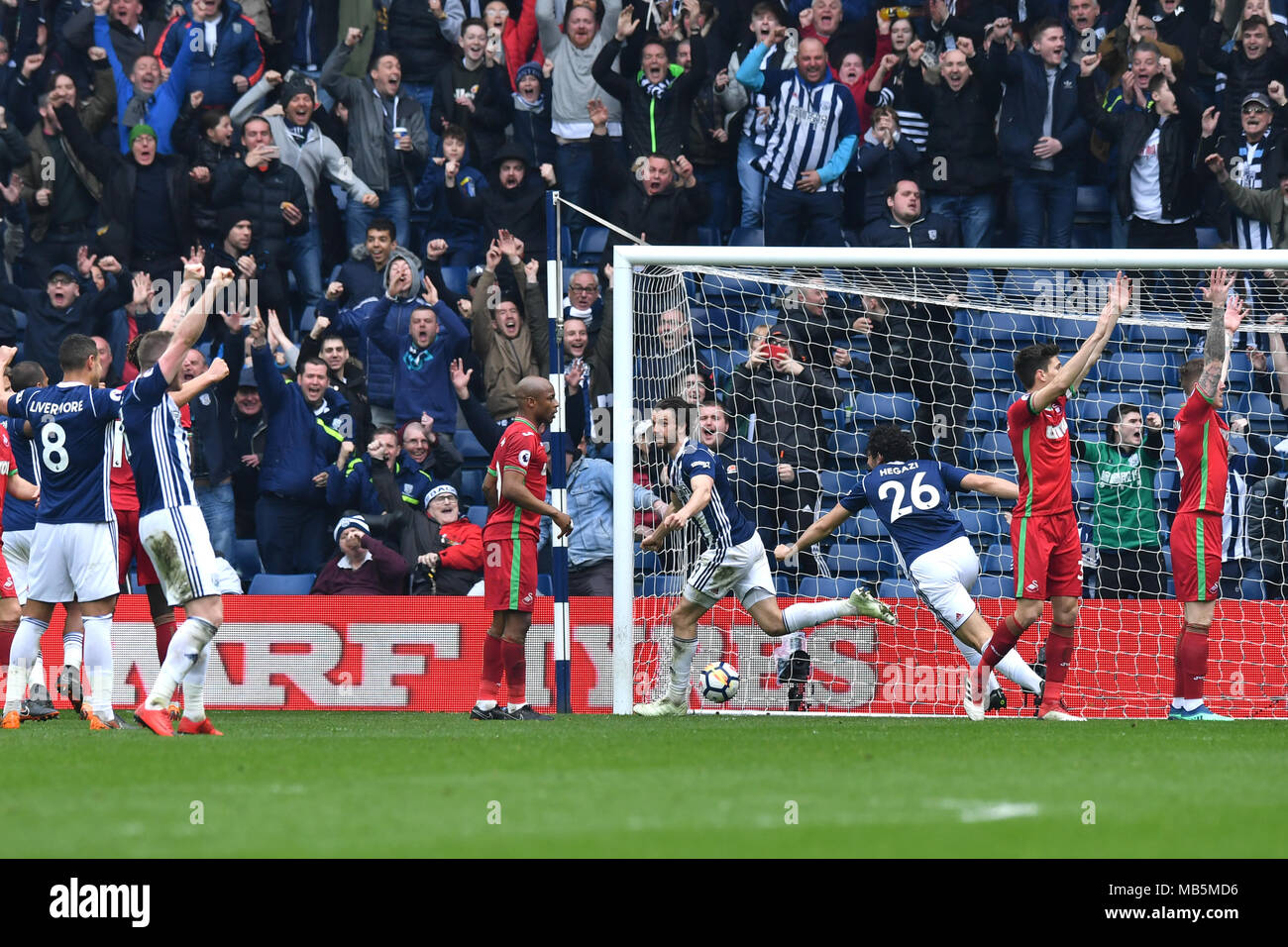 West Bromwich Albion's Jay Rodriguez celebrates scoring his side's ...