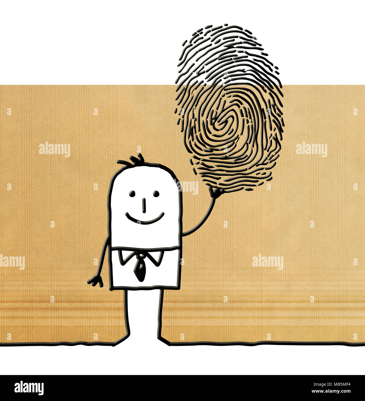 Cartoon man with big fingerprint Stock Photo - Alamy