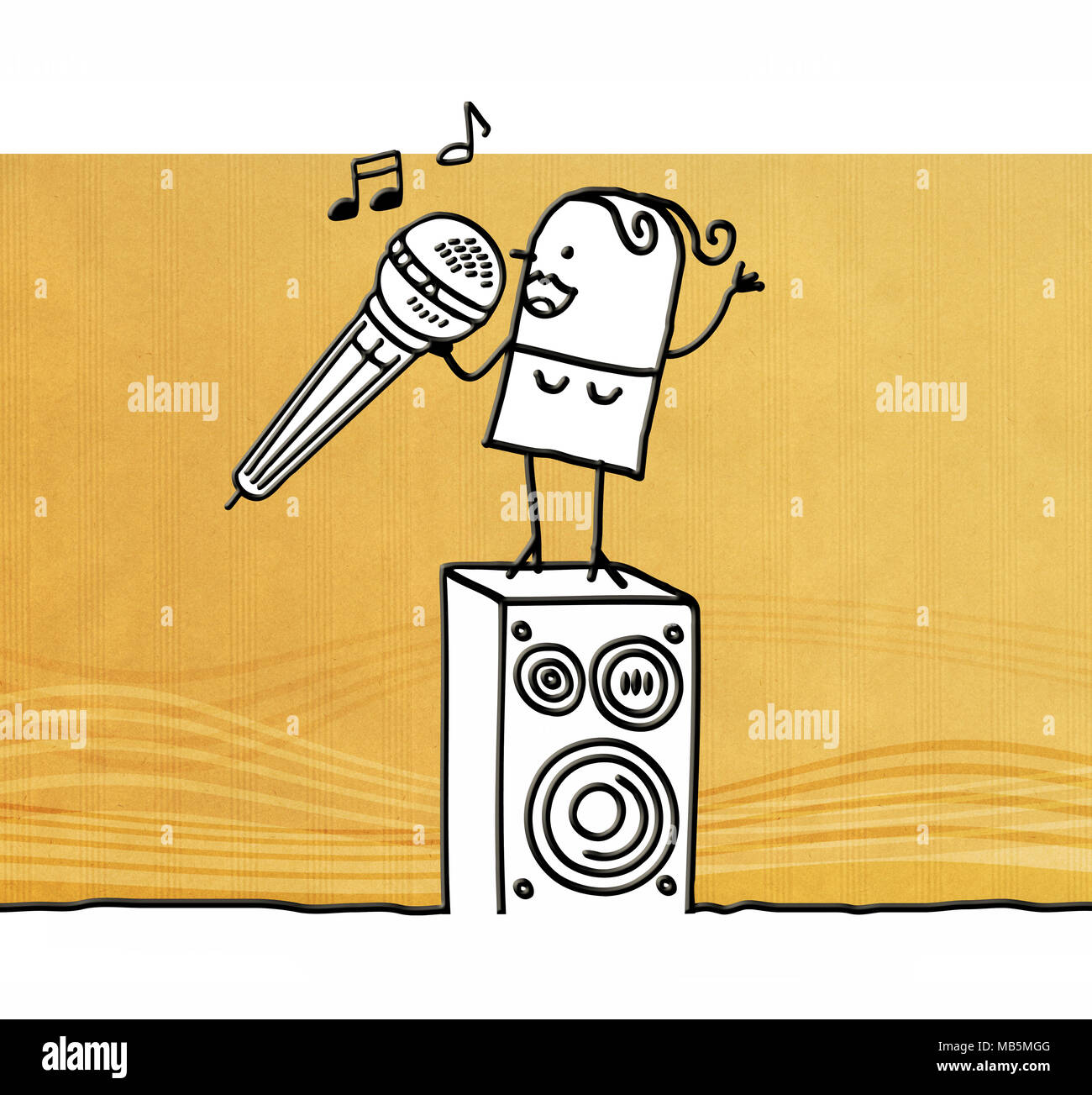 Cartoon singer with a microphone Stock Photo - Alamy