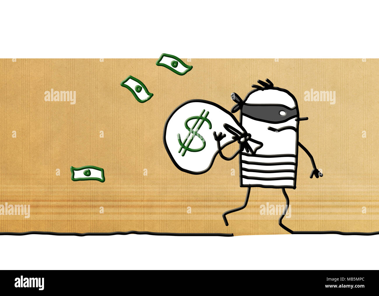 Cartoon robber running away with dollar pack Stock Photo - Alamy