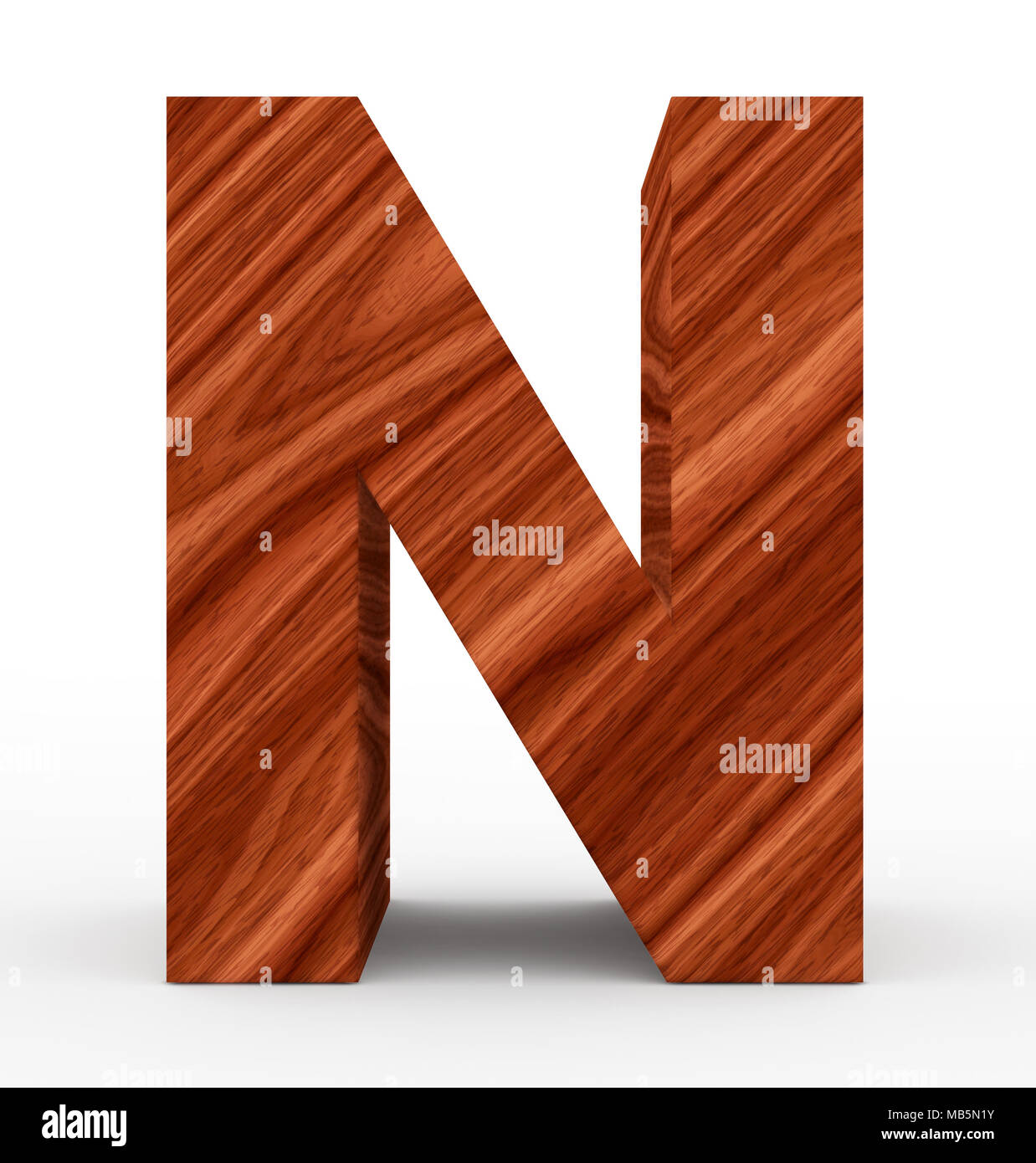 letter N 3d wooden isolated on white - 3d rendering Stock Photo - Alamy