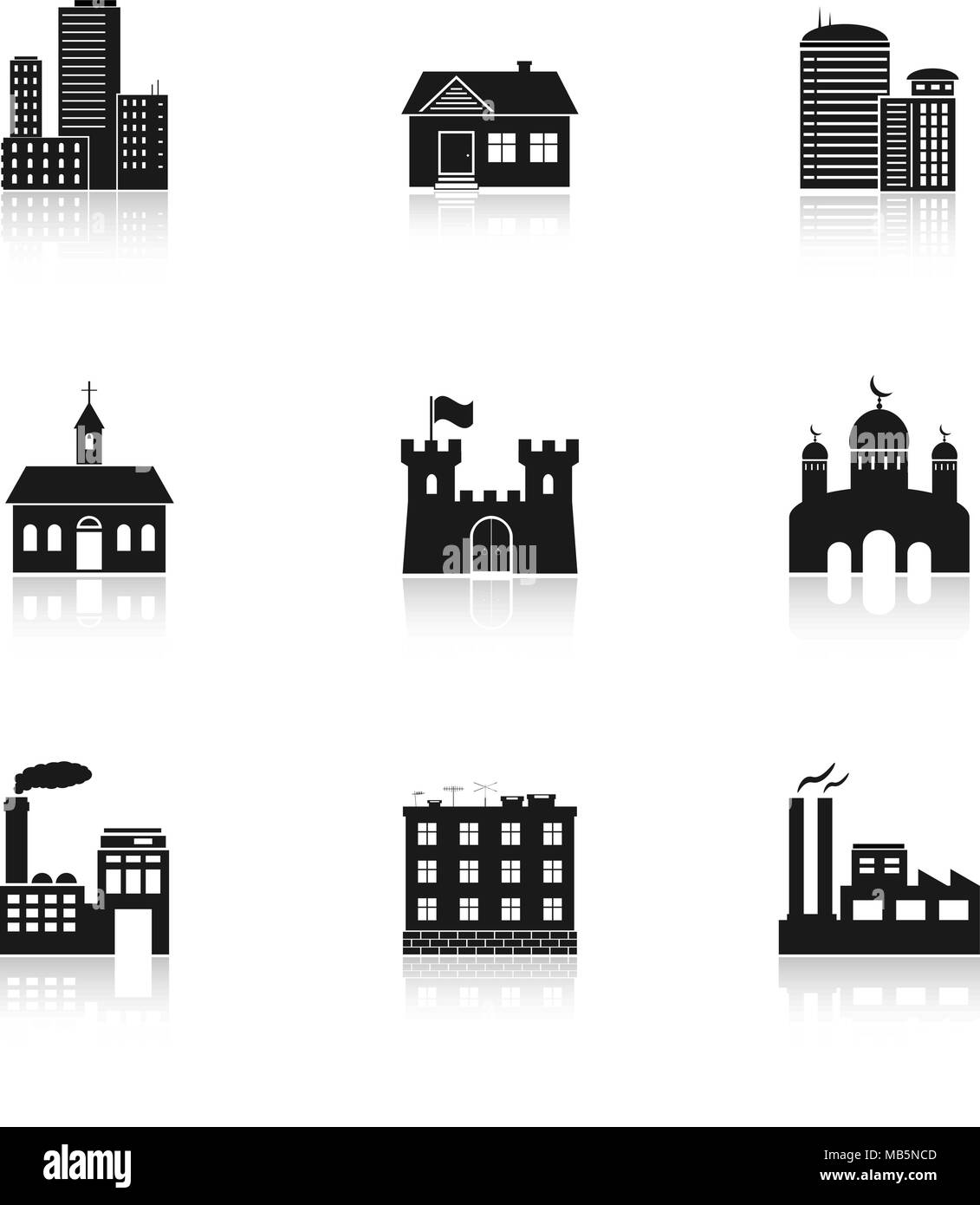 Various buildings vector icons Stock Vector Image & Art - Alamy