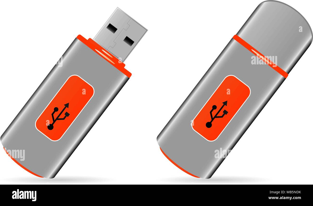 illustration of orange usb pen drive memory Stock Vector Image & Art ...