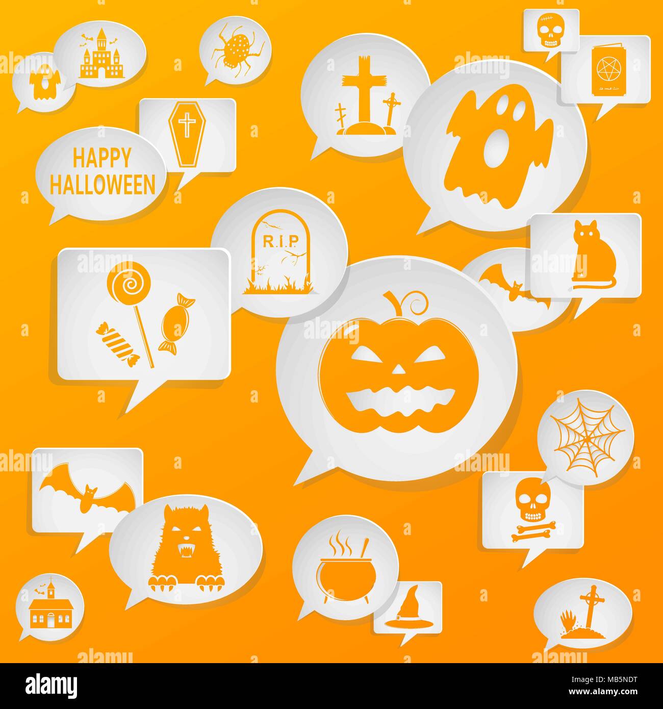 Speech bubbles with Halloween symbols. Vector background Stock Vector ...
