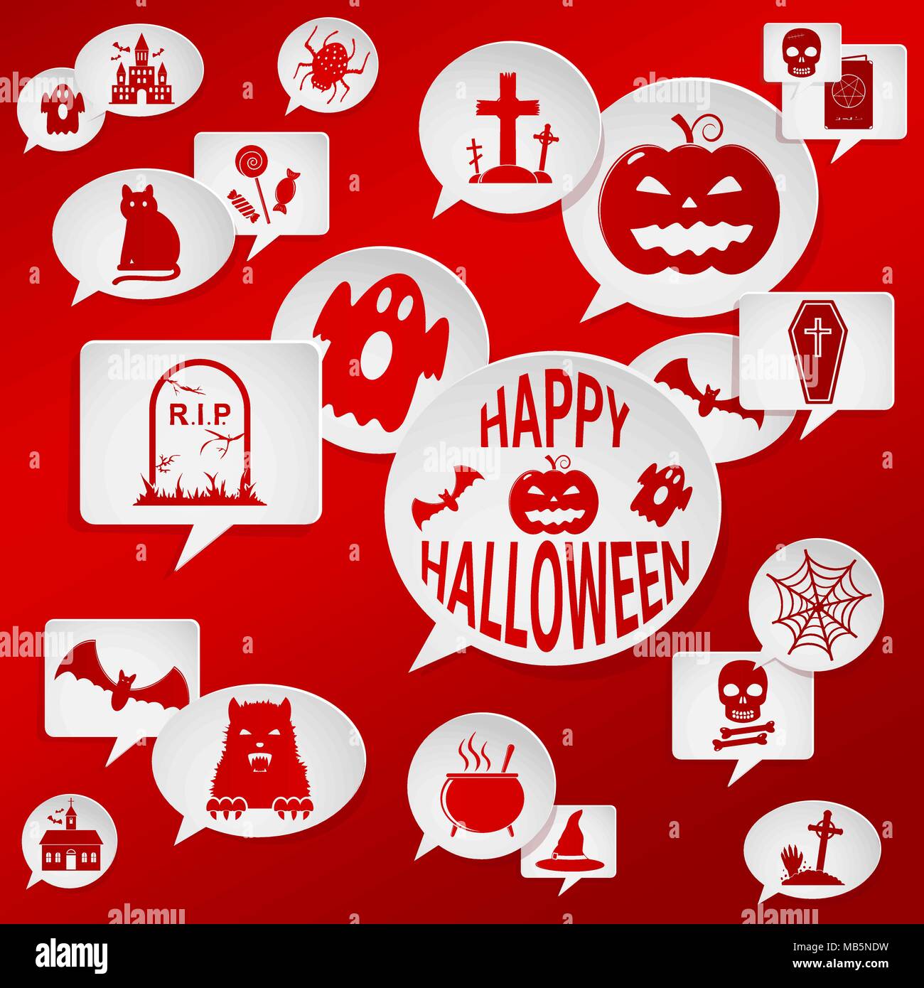 Speech bubbles with Halloween symbols. Vector background Stock Vector ...