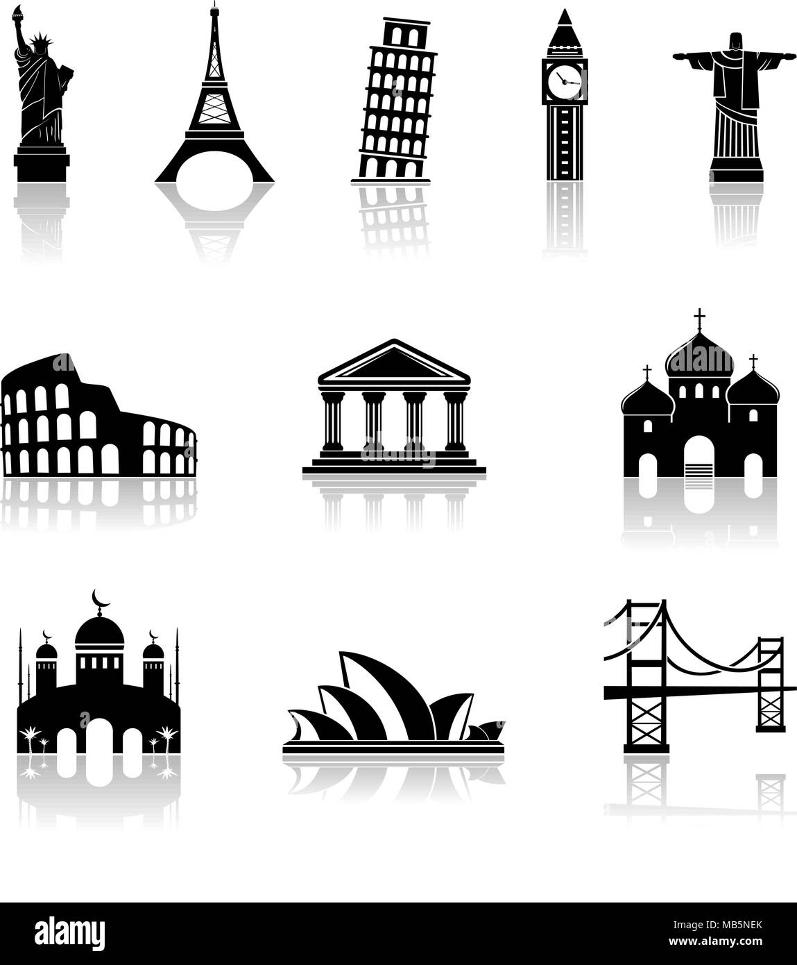 Landmarks Icons Set. Vector illustration Stock Vector Image & Art - Alamy
