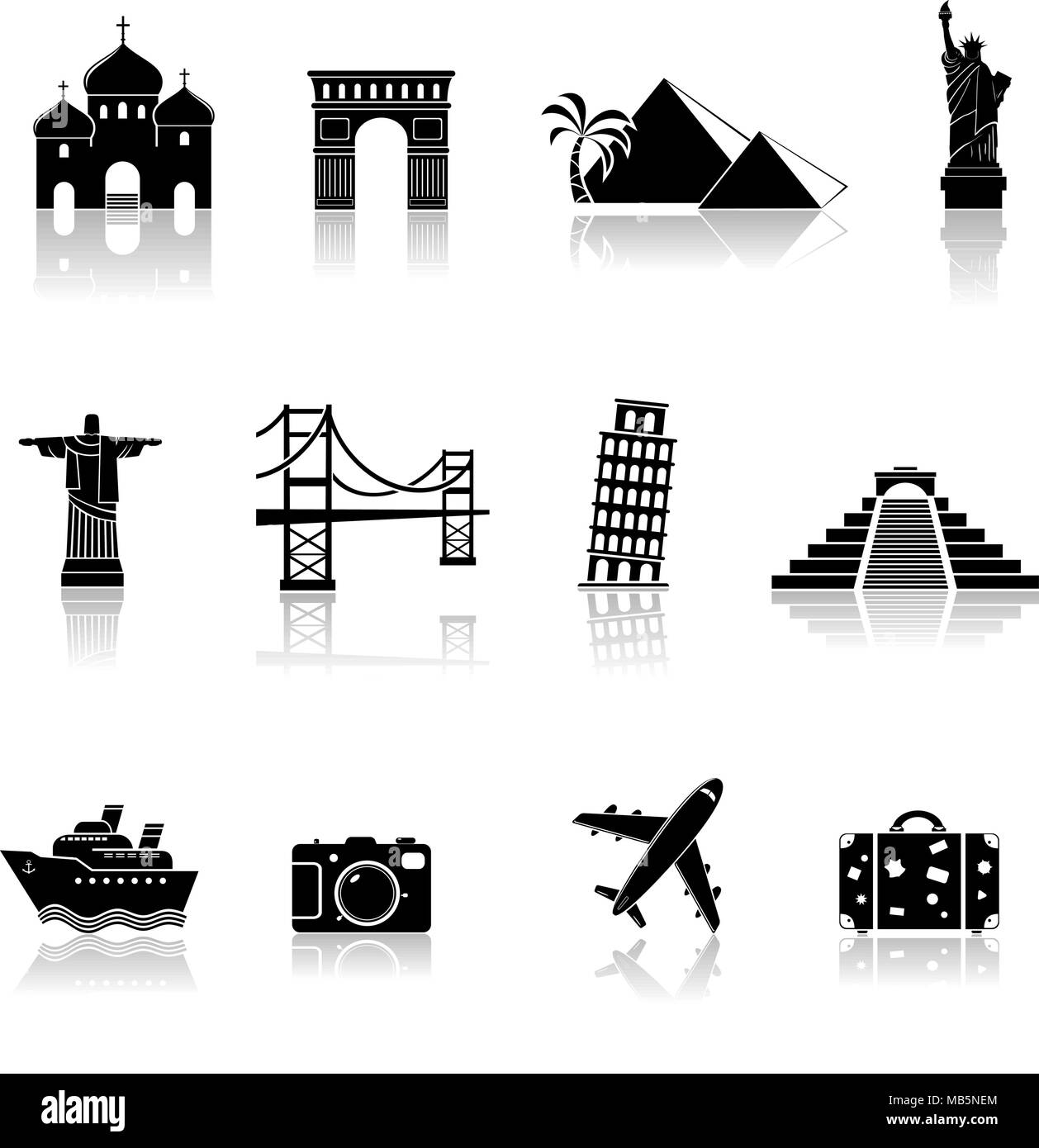 Icons world landmarks Cut Out Stock Images & Pictures - Alamy