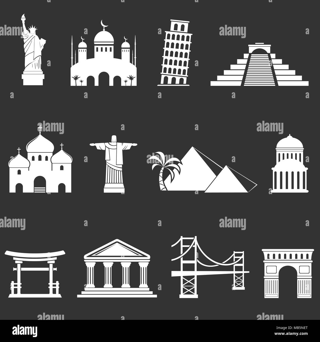 Most famous world attractions Stock Vector Images - Alamy