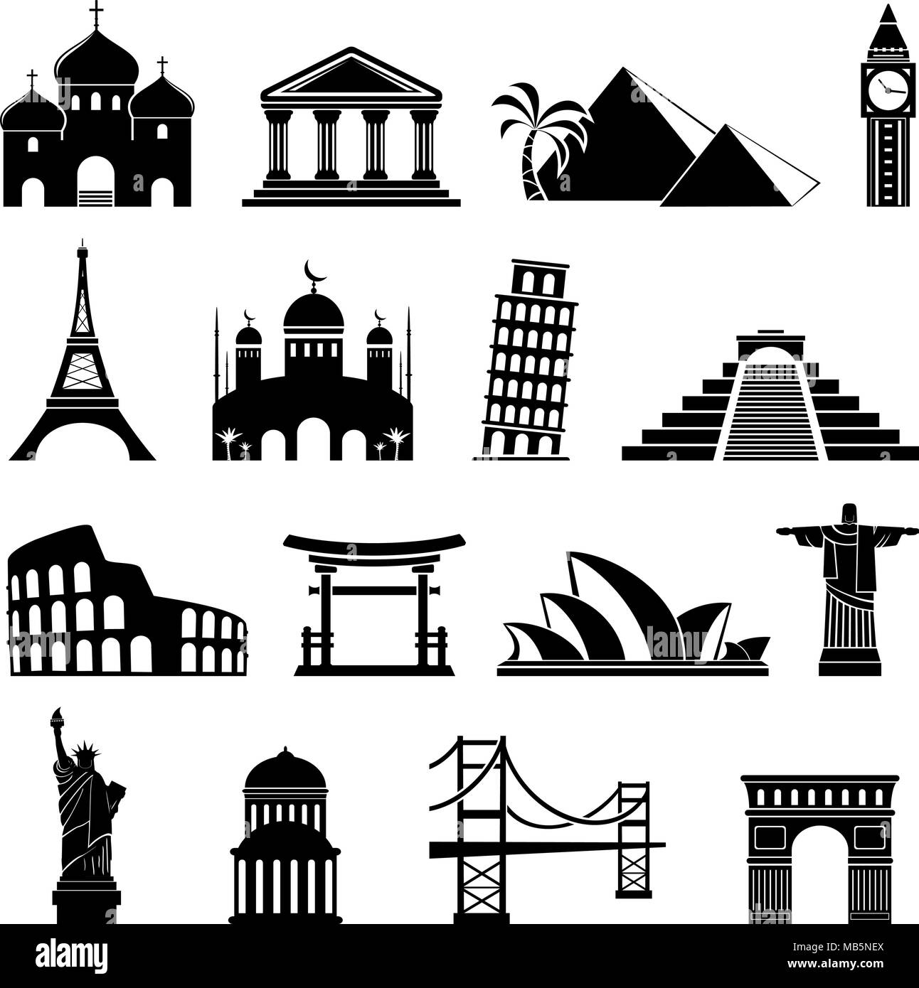 Landmarks Icons set. Vector illustration Stock Vector Image & Art - Alamy