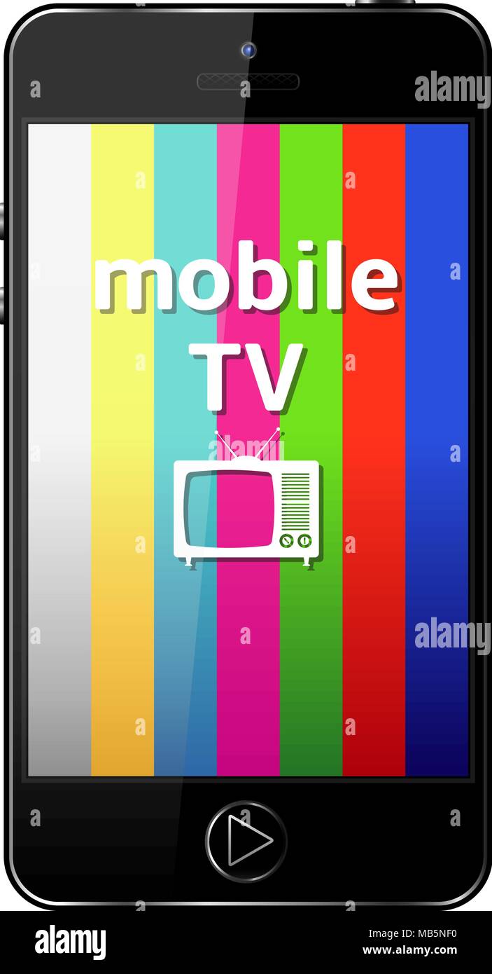 Mobile Phone with Mobile TV sign on a white background Stock Vector ...