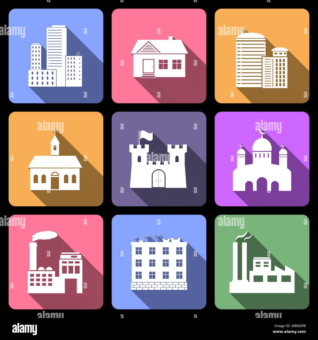 Building flat icons Stock Vector Image & Art - Alamy