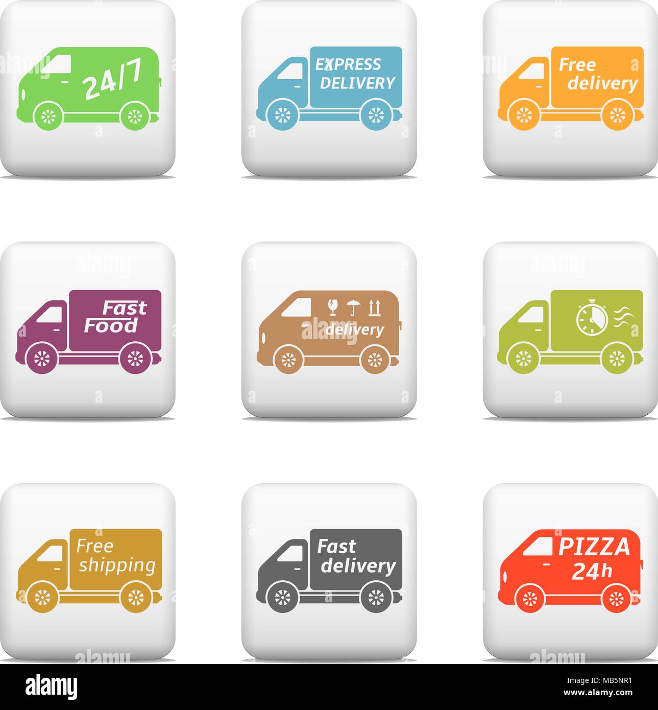 Web buttons, delivery car icons Stock Vector Image & Art - Alamy