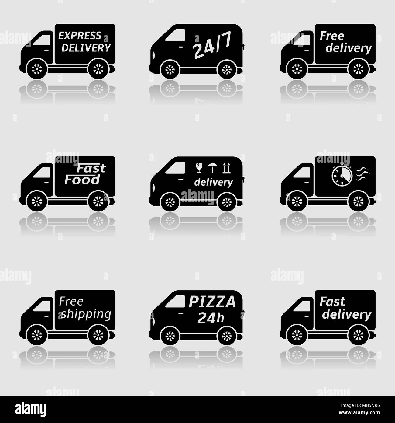 Icon set food truck Black and White Stock Photos & Images - Alamy