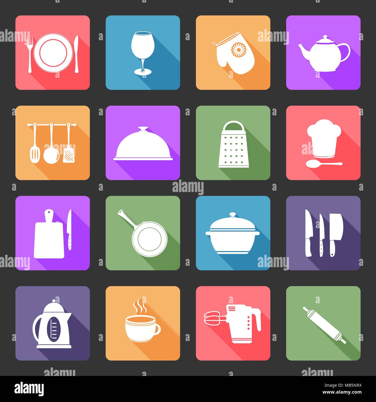Kitchen utensils icons- flat design vector Stock Vector Image & Art - Alamy