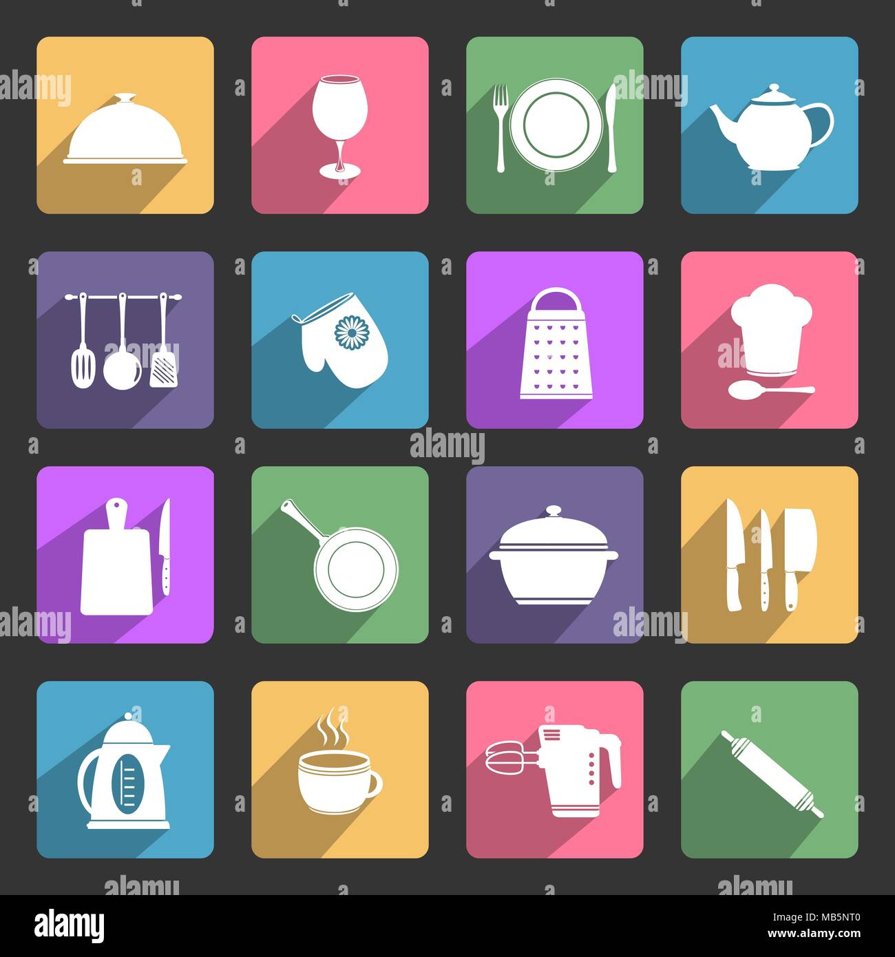 Kitchen utensil vector flat icons set Stock Vector Image & Art - Alamy