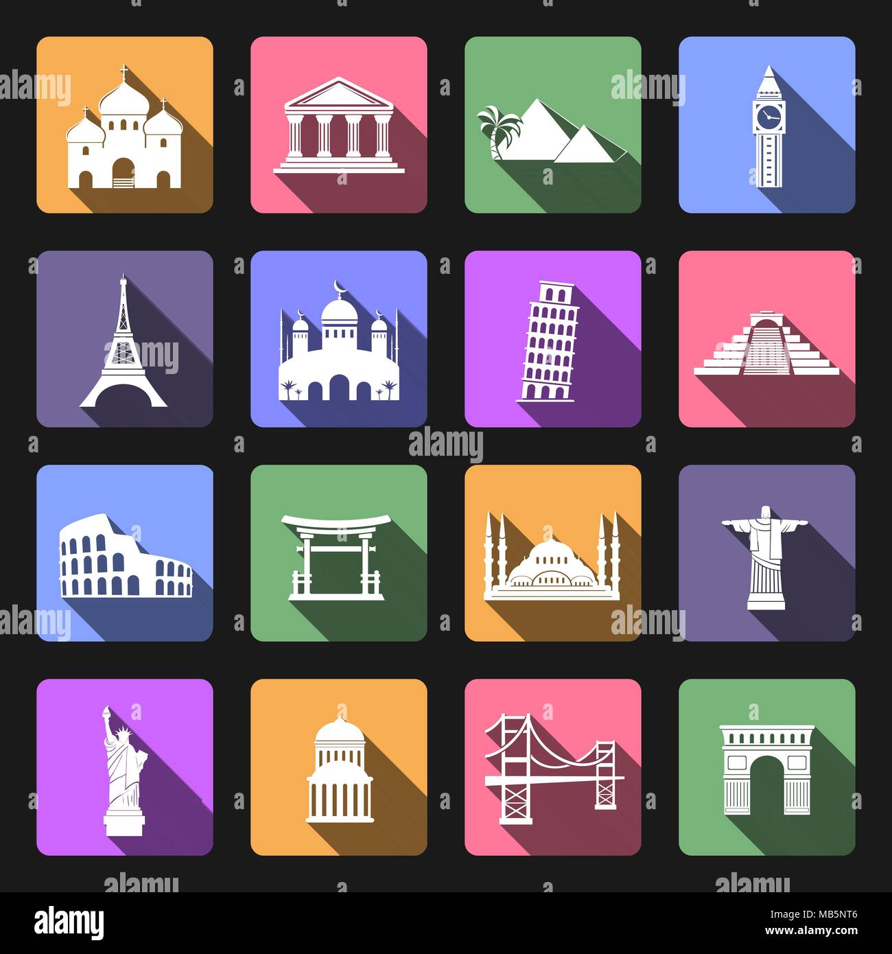 Landmarks flat icons Stock Vector Image & Art - Alamy