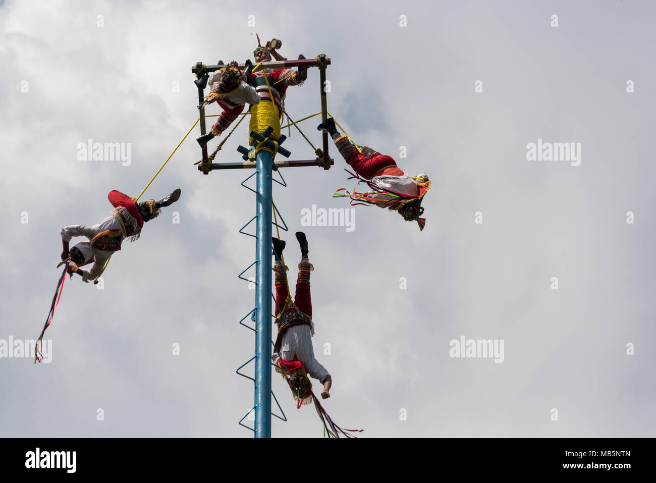 Otomi people perform the traditional Dance of the Flyers. An ancient ...