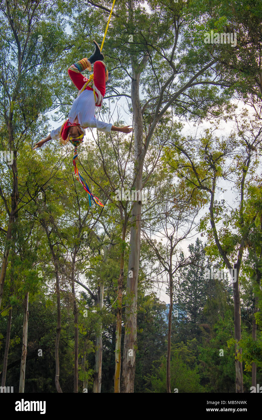 Otomi people perform the traditional Dance of the Flyers. An ancient ...