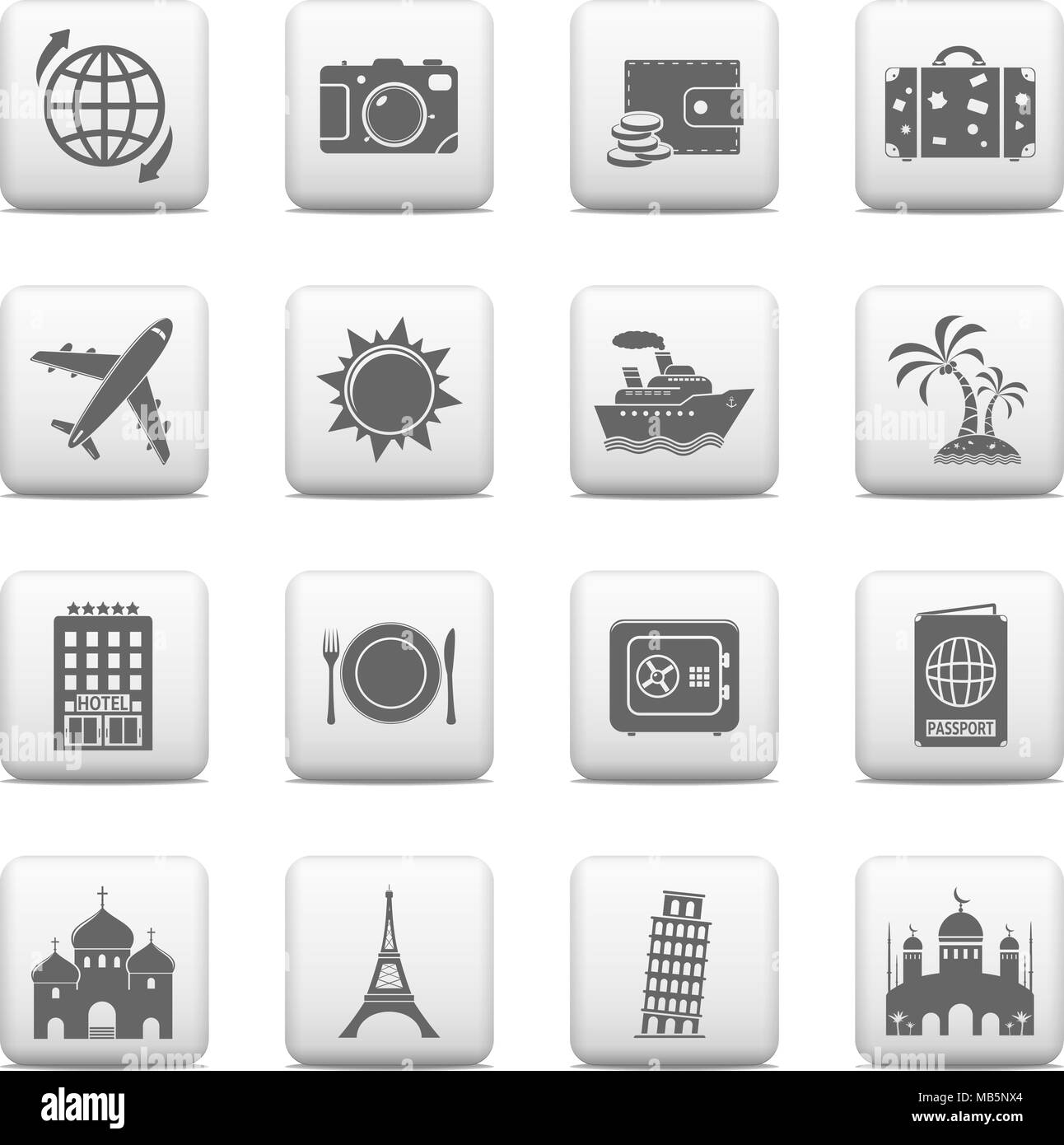 Web buttons, Travel and Landmarks icons Stock Vector Image & Art - Alamy