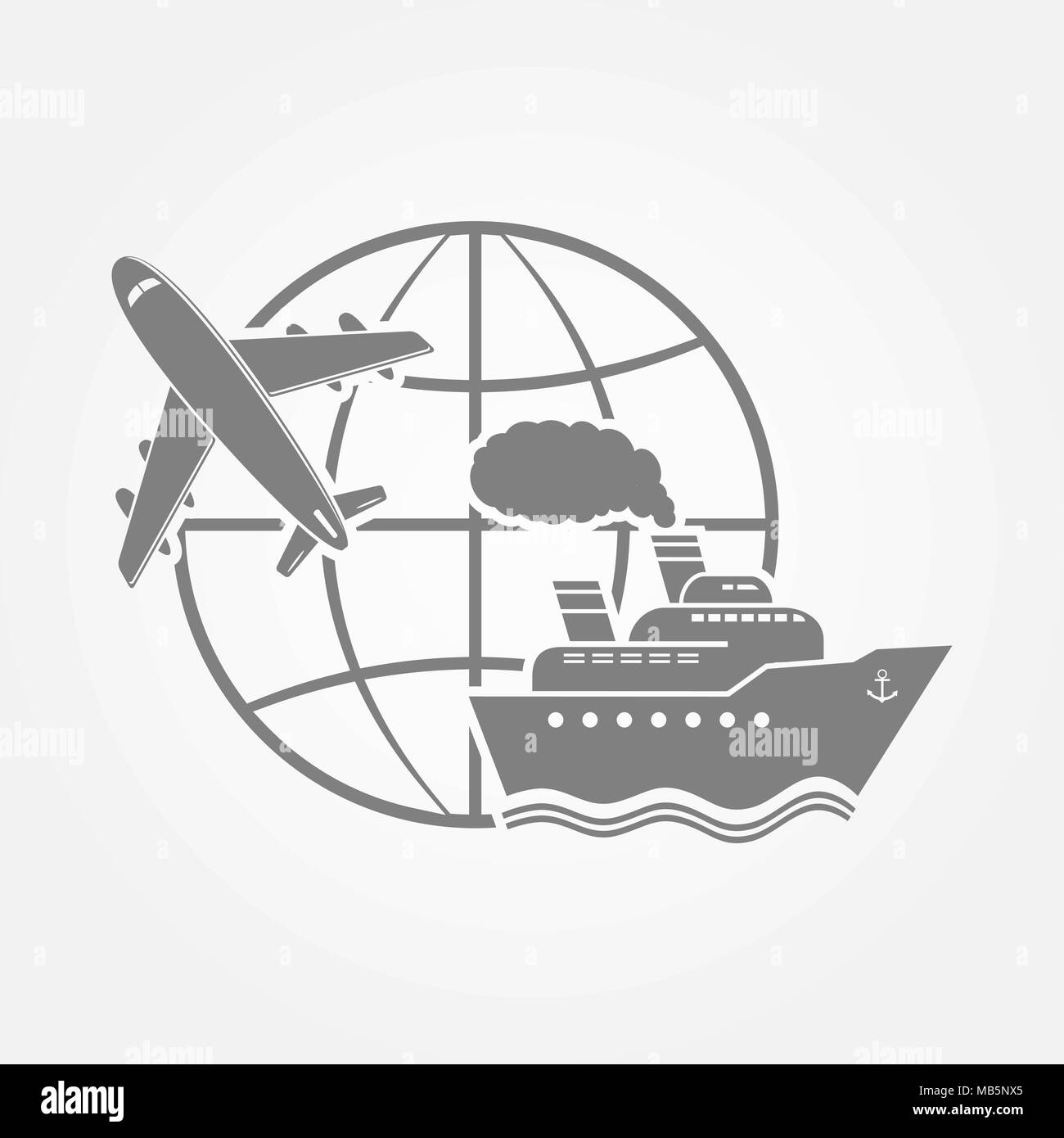 Transportation symbol - airplane and ship Stock Vector Image & Art - Alamy