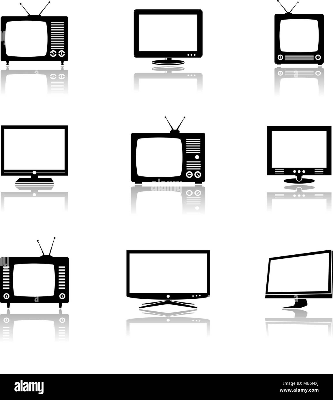 Vector TV icons with reflection Stock Vector Image & Art - Alamy