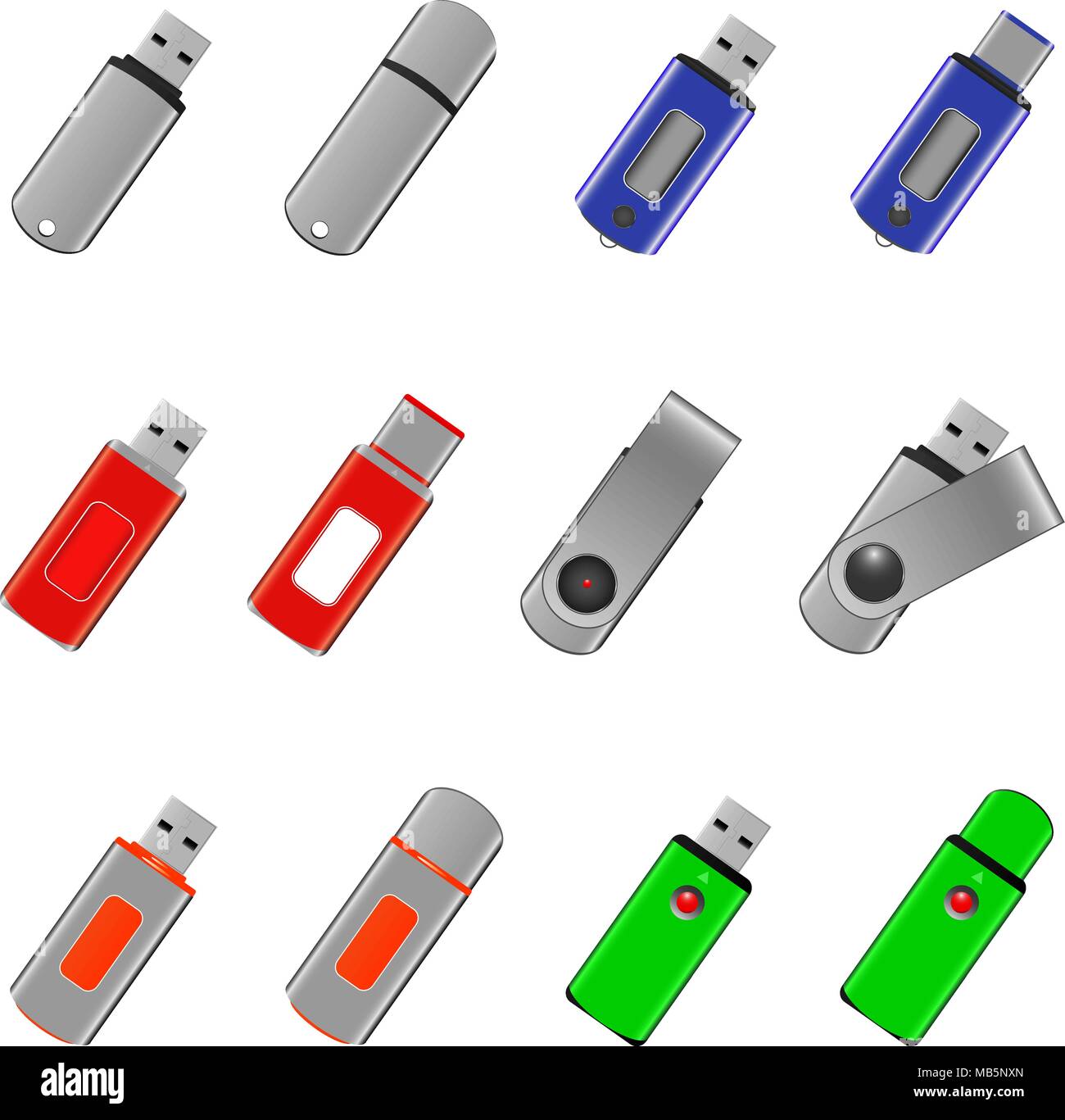 Usb Flash Memory Set Stock Vector Image And Art Alamy