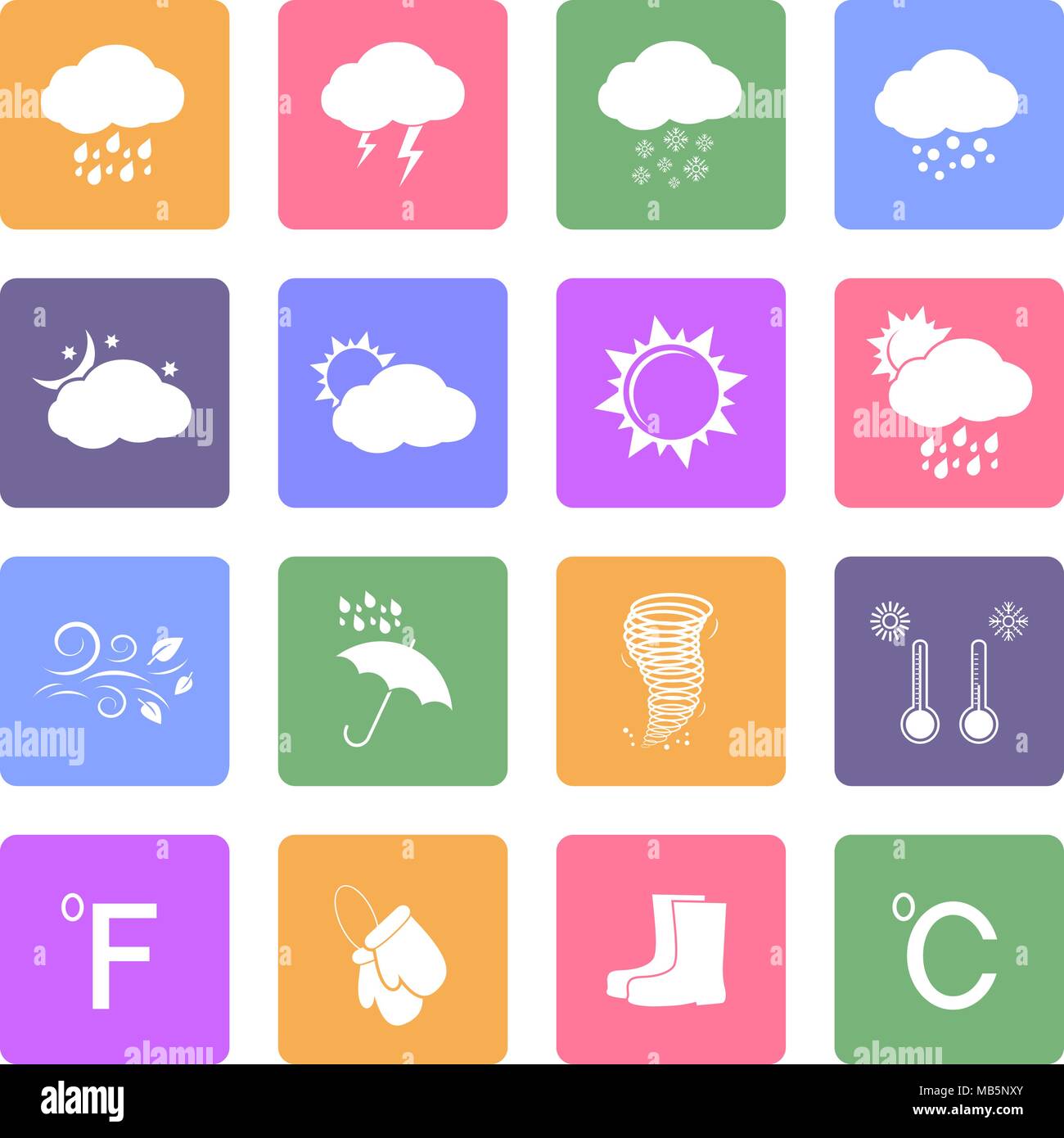 Weather icons set, flat design vector Stock Vector Image & Art - Alamy